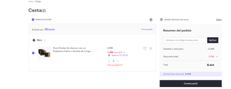 Five Chicles Sin Azúcar Sabor a Sandía (10x12ud)x2 por solo 6,06€