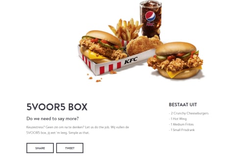 KFC 5 voor 5 box voor €5