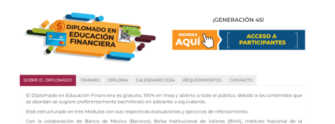 Diplomado en educación financiera gratis en Condusef