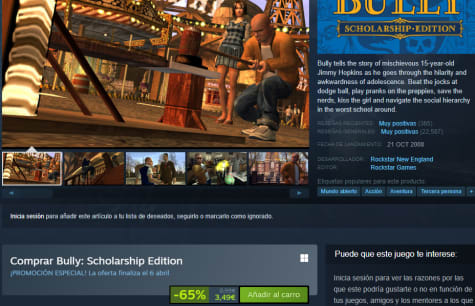Videojuego Steam Bully: Scholarship Edition por 3,49€