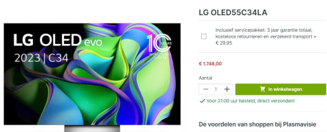 LG OLED evo C3 55" (C34) Zwart voor €1.748 bij Plasmavisie