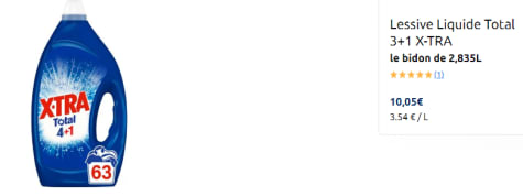 Lot de 3 bidons de Lessive liquide Xtra Total à 10,05€