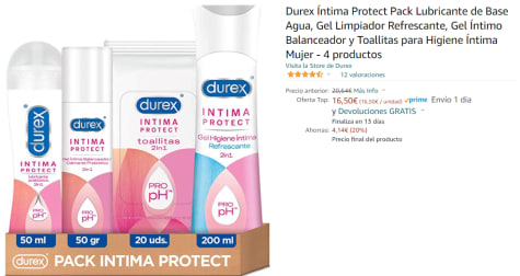 Durex Íntima Protect Pack Lubricante de Base Agua, Gel Limpiador ...