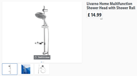 Livarno Multifunction Shower Head with Shower Rail for £14.99 at Lidl