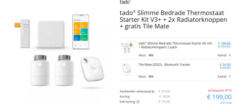 tado° Slimme Bedrade Thermostaat Starter Kit V3+ + 2x Radiatorknoppen ...