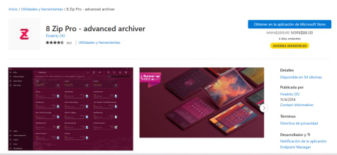8 Zip Pro - advanced archiver por $89 en Microsoft