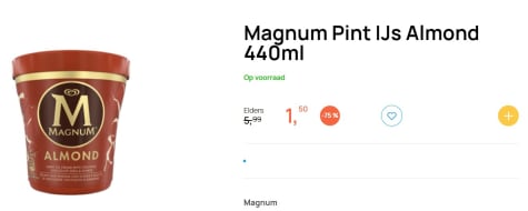 Magnum Pint almond 440ml voor €1,50 bij Butlon