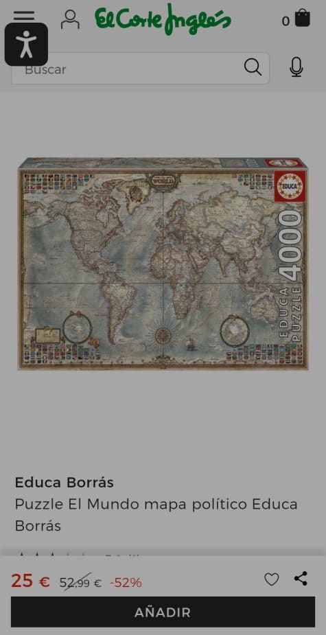 Puzzle El Mundo mapa político Educa Borrás por 25€.