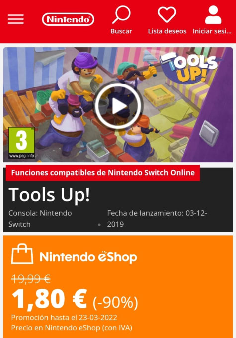Tools Up! Nintendo Switch por 1,80€.