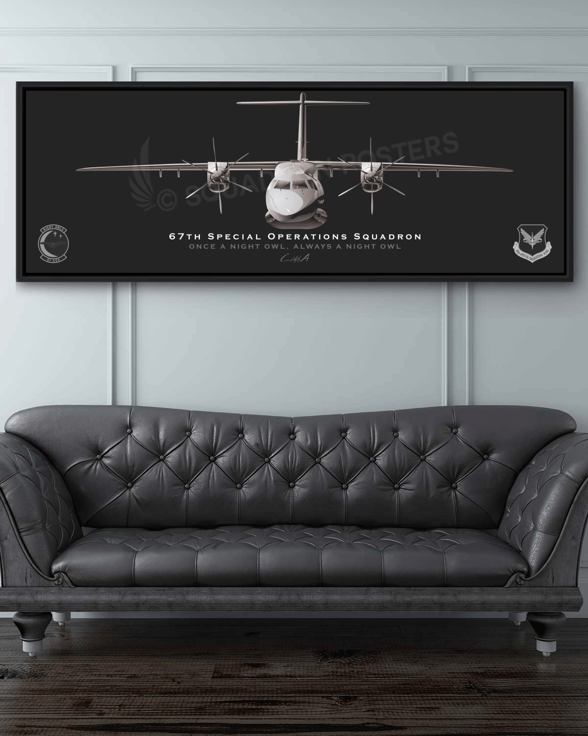 67th SOS C-146A Jet Black Lithograph - Squadron Posters
