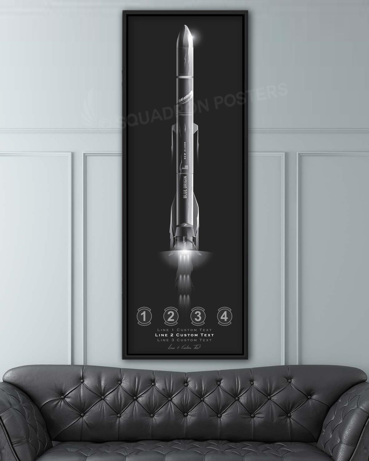 Blue Origin Rocket Personalized Jet Black - Squadron Posters