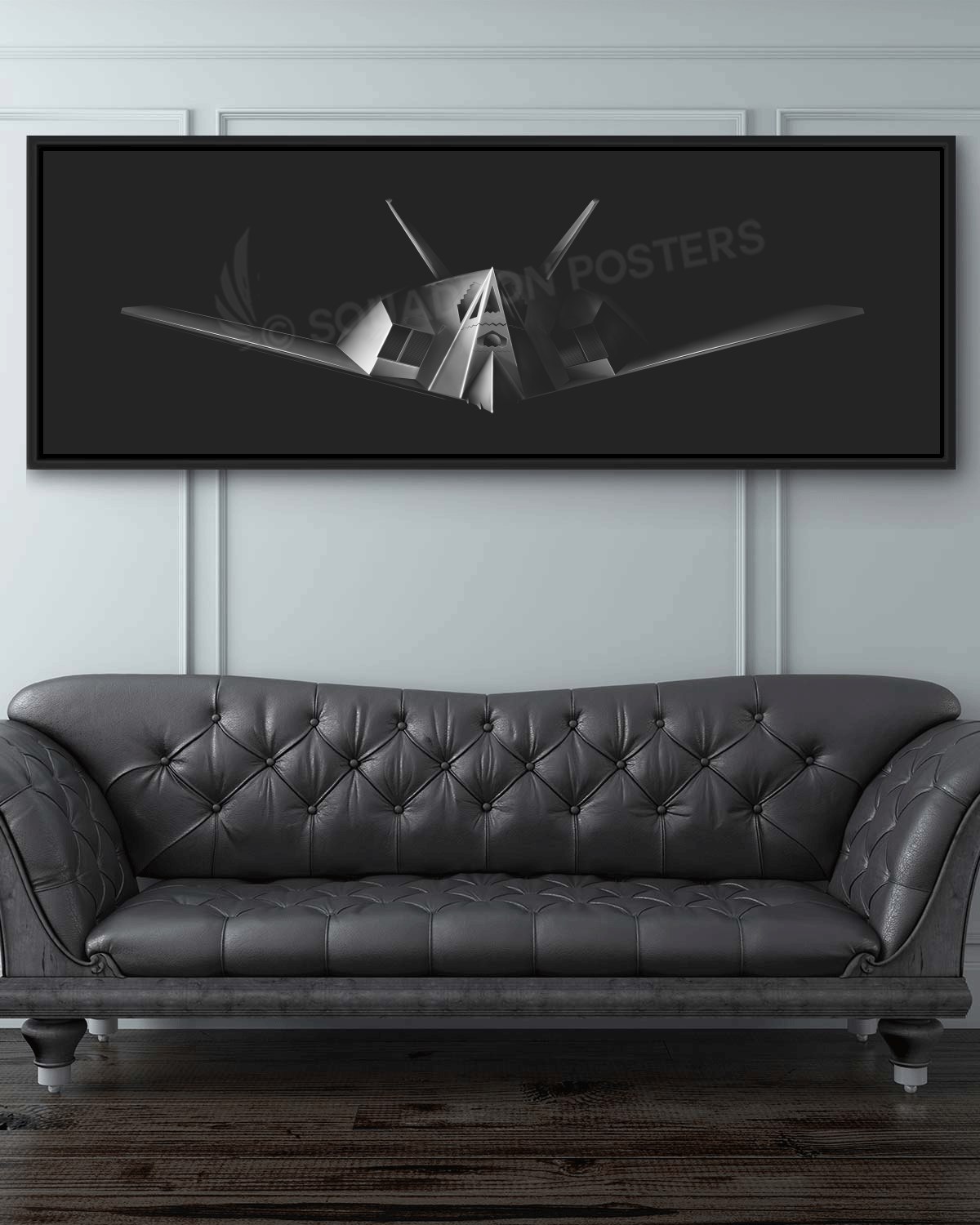 F-117 Nighthawk Jet Black Super Wide Lithograph - Squadron Posters