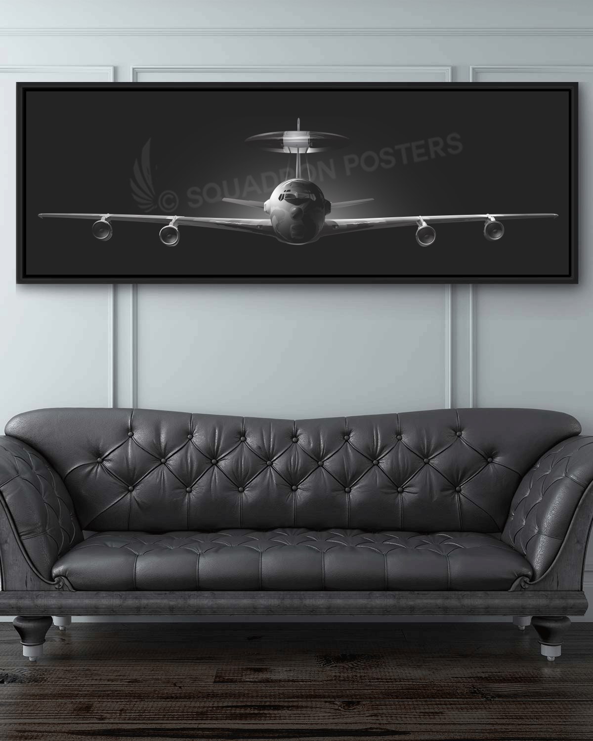 E-3 Sentry AWACS Jet Black Super Wide Lithograph - Squadron Posters