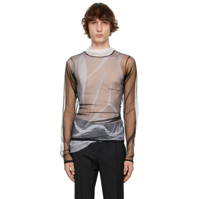 Maison Margiela Black Mesh Layered Long Sleeve T-shirt In Maison Margiela Black Mesh Layered Long Sleeve T-shirt In