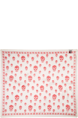 Alexander McQueen: Ivory & Red Skull Scarf | SSENSE