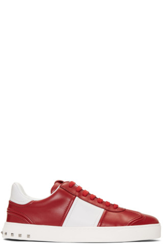 Valentino: Red & White Valentino Garavani Fly Crew Sneakers | SSENSE Canada