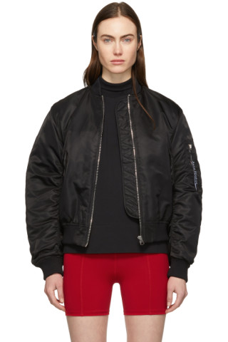 Acne Studios: Black Nylon Oda Bomber Jacket | SSENSE UK