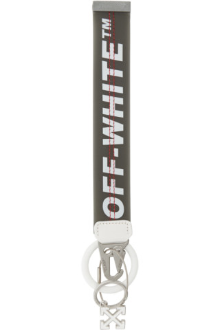 Off-White: White & Grey Rubber Keychain | SSENSE