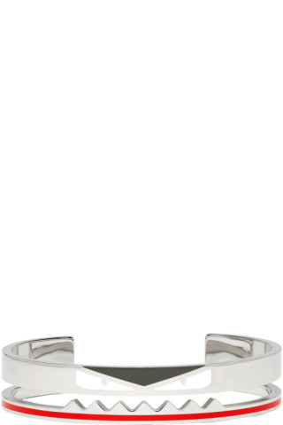 Fendi: Silver 'Bag Bugs' Cuff Bracelet | SSENSE