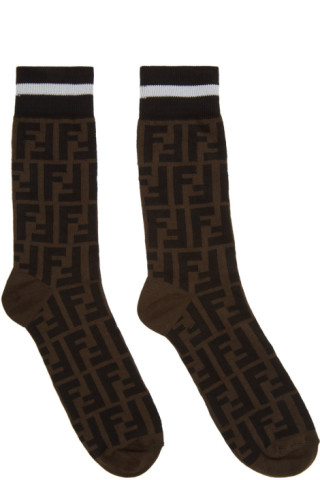 Fendi: Black & Brown 'Forever Fendi' Socks | SSENSE
