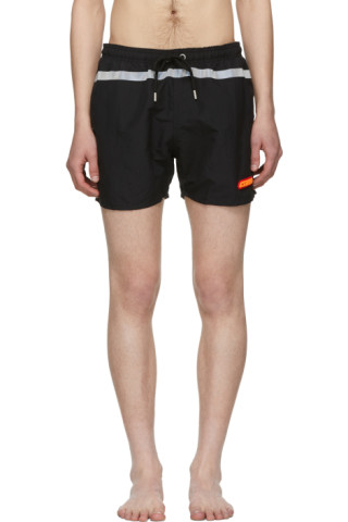 Heron Preston: Black Reflective Swim Shorts | SSENSE