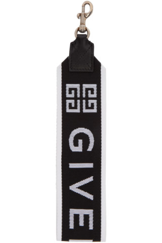 Givenchy: Black & White Large 4G Logo Keychain | SSENSE Canada