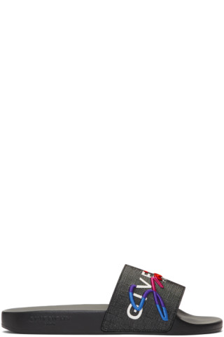 Givenchy: Black & Multicolor Logo Slides | SSENSE