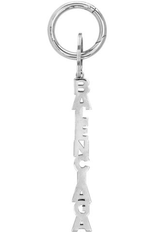 Balenciaga: Silver Typo Keychain | SSENSE