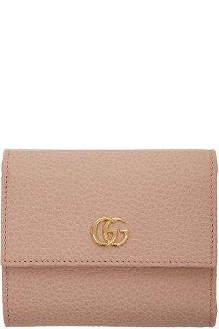 Gucci: Pink Small GG Marmont Trifold Wallet | SSENSE Canada