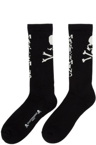 mastermind WORLD: Black Logo Socks | SSENSE Canada