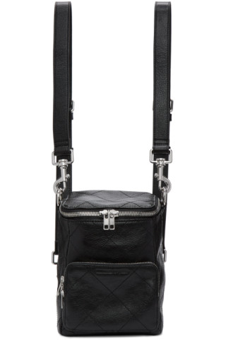 McQ Alexander McQueen: Black Leather Mini Convertible Backpack | SSENSE
