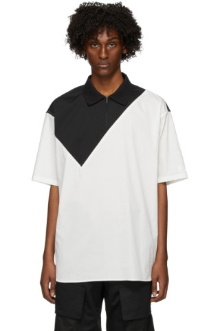 Y-3: Black & White Poplin Polo | SSENSE Canada