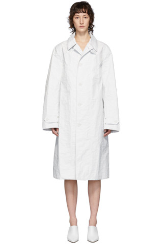 Helmut Lang: White Rain Mac Coat | SSENSE