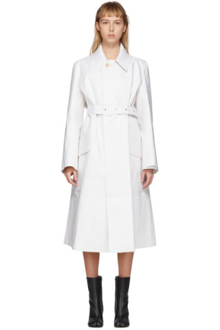 Maison Margiela: White Mackintosh Trench Coat | SSENSE