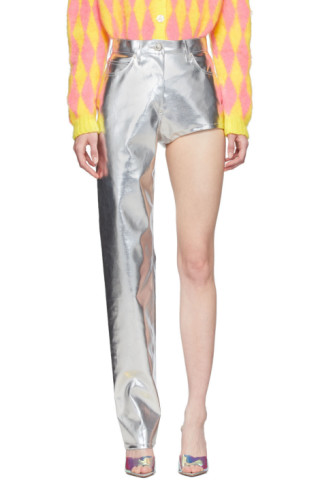 Pushbutton: SSENSE Exclusive Silver One-Leg Trousers | SSENSE