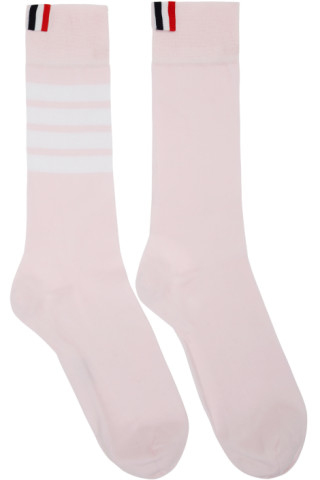 Thom Browne: Pink 4-Bar Mid-Calf Socks | SSENSE Canada