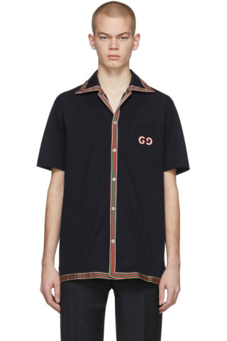 Gucci: Navy GG Embroidery Polo | SSENSE