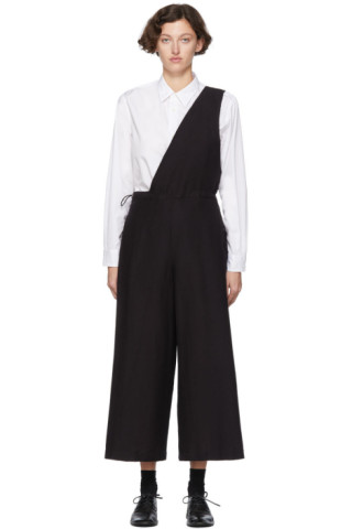 Y's: Black One Shoulder Overalls | SSENSE