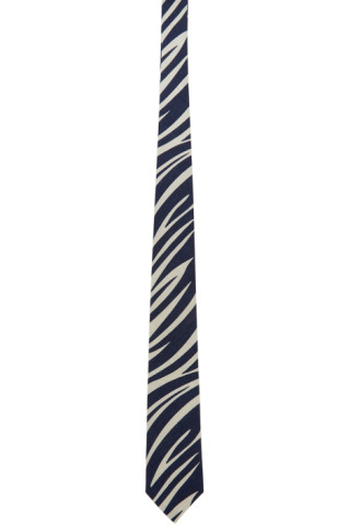 Blue Blue Japan: Navy & White Bassen Tie | SSENSE