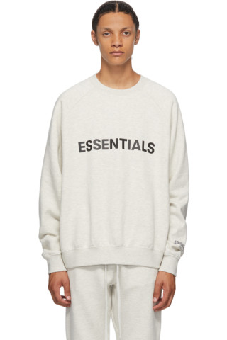 Essentials: Grey Heather Crewneck Pullover Sweatshirt | SSENSE