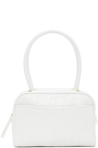 BY FAR: White Croc Martin Top Handle Bag | SSENSE