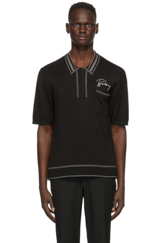 Burberry: Black Mulberry Silk Weston Polo | SSENSE