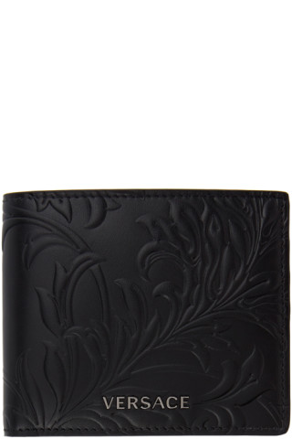 Versace: Black Embossed Barocco Bifold Wallet | SSENSE Canada