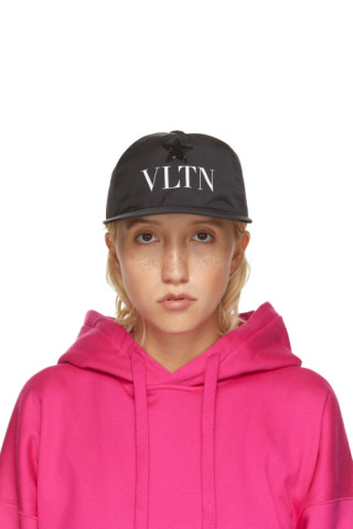 Valentino: Black Valentino Garavani 'VLTN' Star Cap | SSENSE Canada