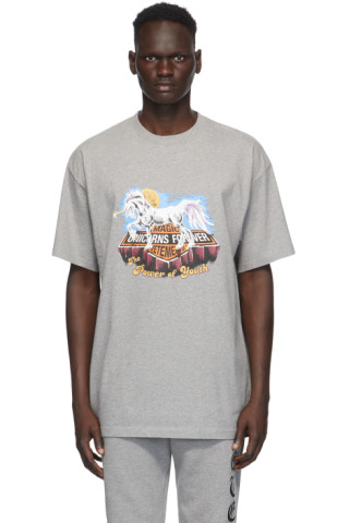 VETEMENTS: Grey Magic Unicorn T-Shirt | SSENSE