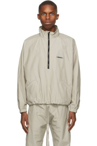 Essentials: Beige Half-Zip Track Jacket | SSENSE Canada