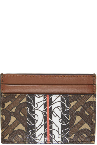 Burberry: Brown E-Canvas Monogram Stripe Card Holder | SSENSE