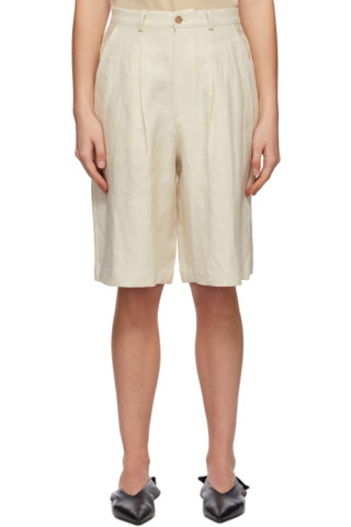 Blossom: Beige Wind Harf Shorts | SSENSE Canada