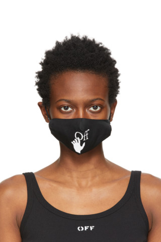 Off-White: Black & White Hand Logo Simple Mask | SSENSE Canada