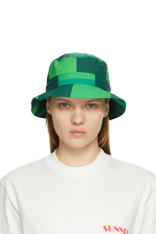 Green Print Bucket Hat by Sunnei on Sale